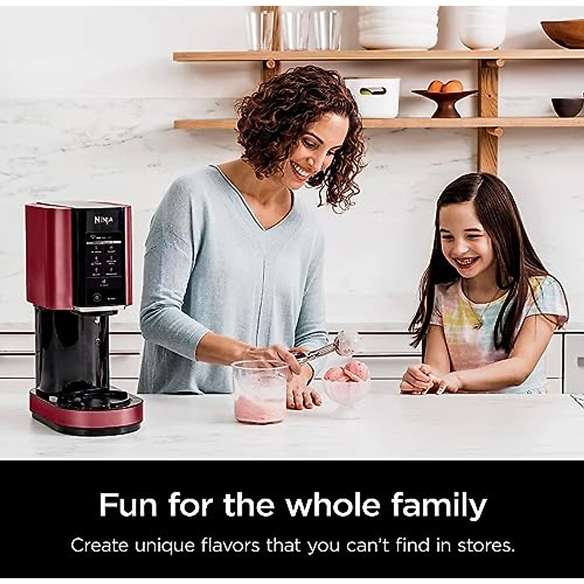 Ninja CREAMi Ice Cream Maker, 7 One-Touch Programs, with (2) Pint Containers & Lids, Compact Size, Red