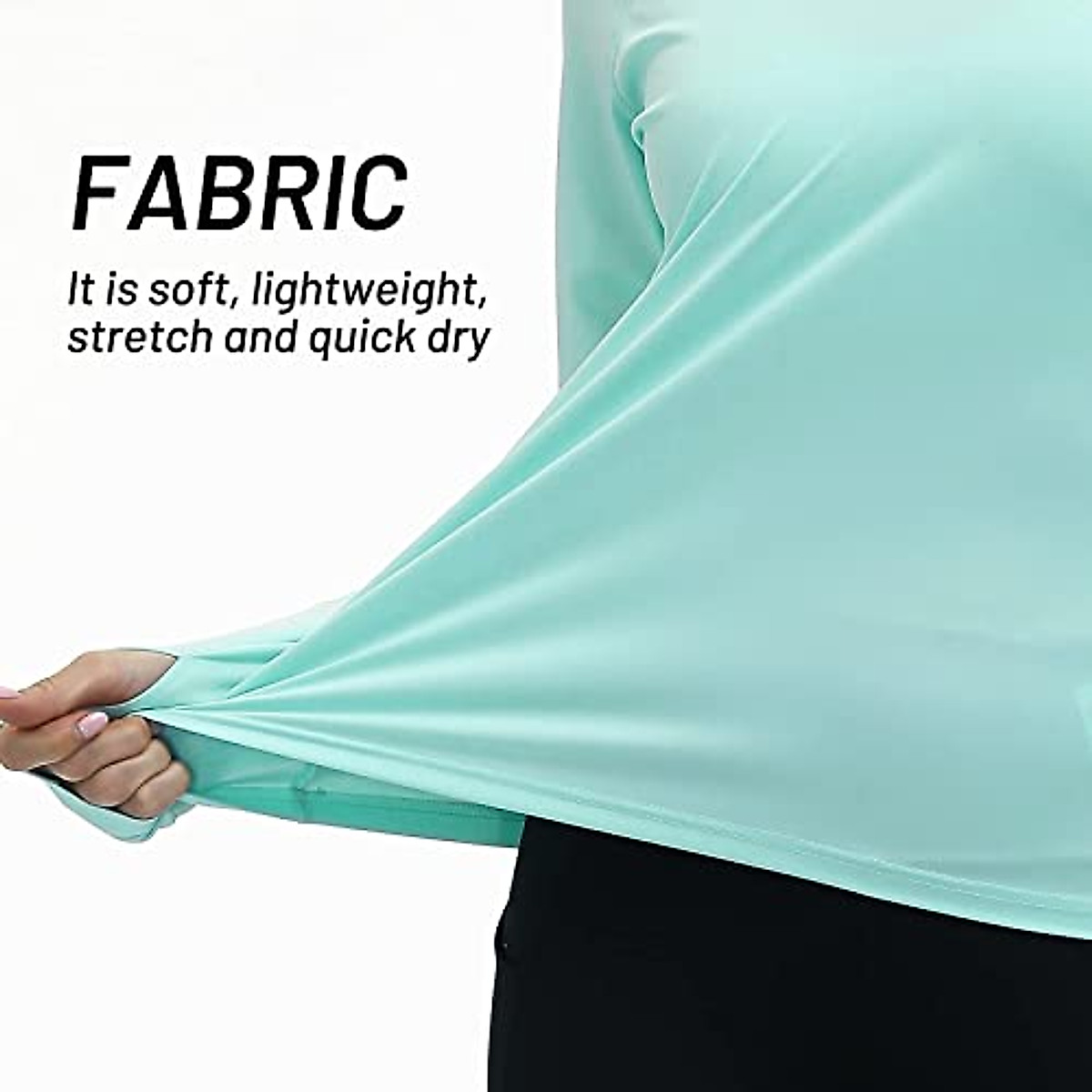 MIER Women's UPF 50+ Sun Protection Hoodie Shirt Long Sleeve Outdoor UV Shirt Running Hiking Tee Shirt, Quick Dry, Aqua, S