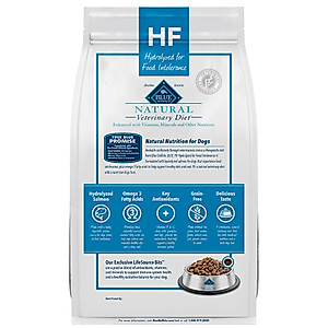 Blue Buffalo Natural Veterinary Diet HF Hydrolyzed for Food Intolerance Dry Dog Food, Veterinarian's Prescription Required, Salmon, 6-lb. Bag