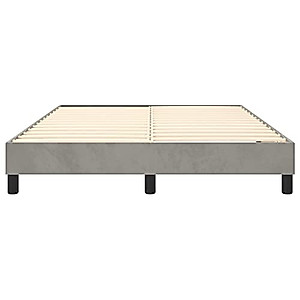 vidaXL Box Spring Bed Frame Home Indoor Bedroom Bed Accessory Wooden Upholstered Double Bed Base Furniture Light Gray 53.9"x74.8" Full Velvet