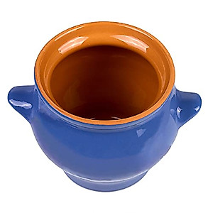 Stoneware Ramekin (Set of 2) - Clay Pots for Cooking (Blue)