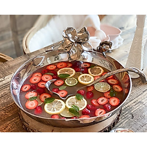 Arthur Court Aluminum Metal Magnolia Pattern Punch/Soup/Serving Ladle Silver Spout 12.5 inch Long