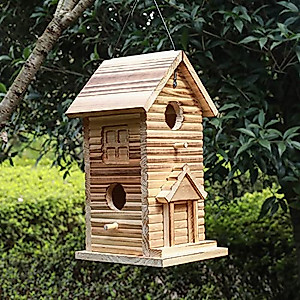 STARSWR Bird House,Outdoor Bird Houses for Outside Clearance,2 Hole Wooden BlueBirdHouse Finch Cardinals Hanging Birdhouse Nesting Box for Wild Bird Viewing
