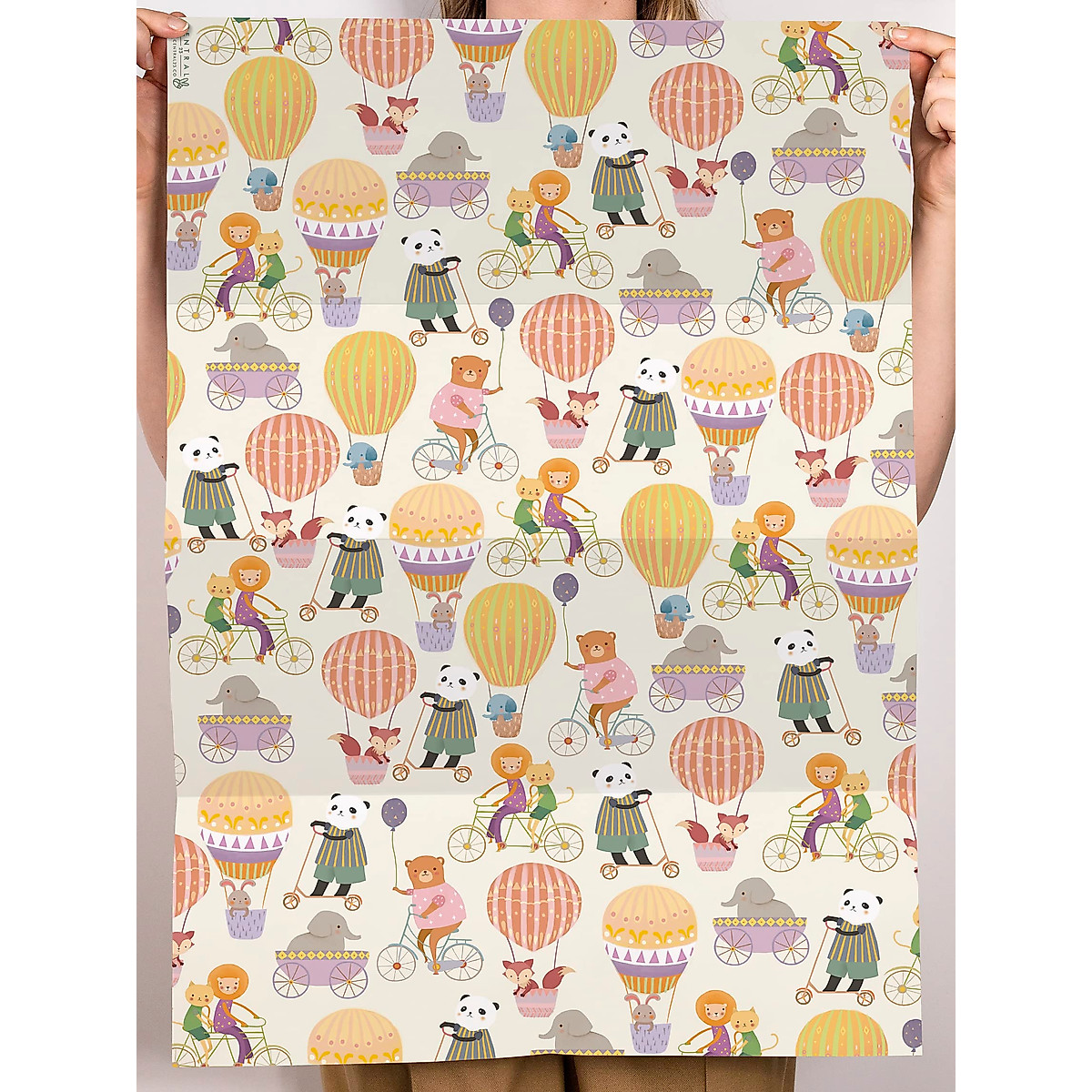 CENTRAL 23 Baby Animal Wrapping Paper - 6 Colorful Gift Wrap Sheets - Baby Girl Wrapping Paper Baby Shower - Comes With Fun Stickers - Recyclable