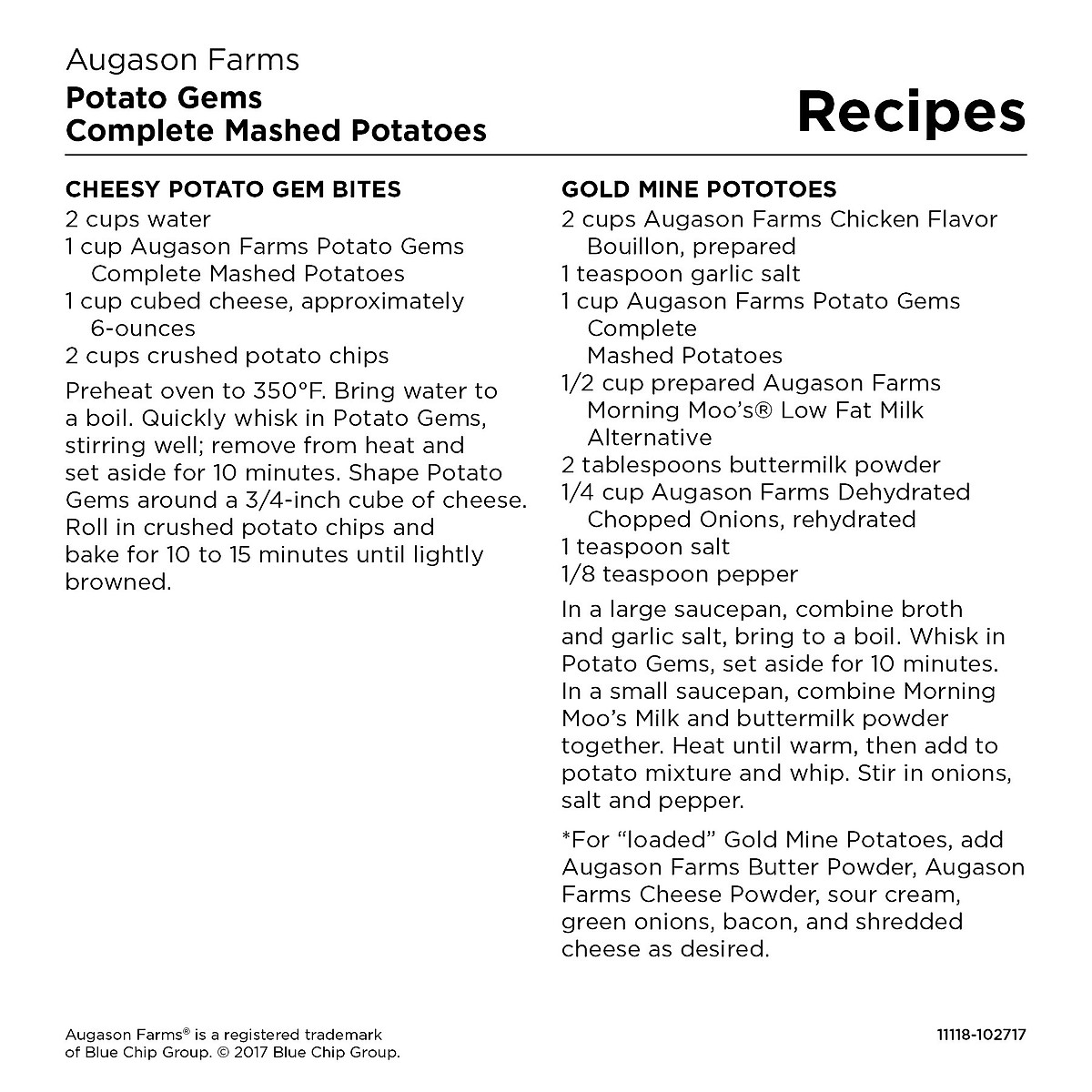 Augason Farms Potato Gems Complete Mashed Potatoes 3 lbs No. 10 Can