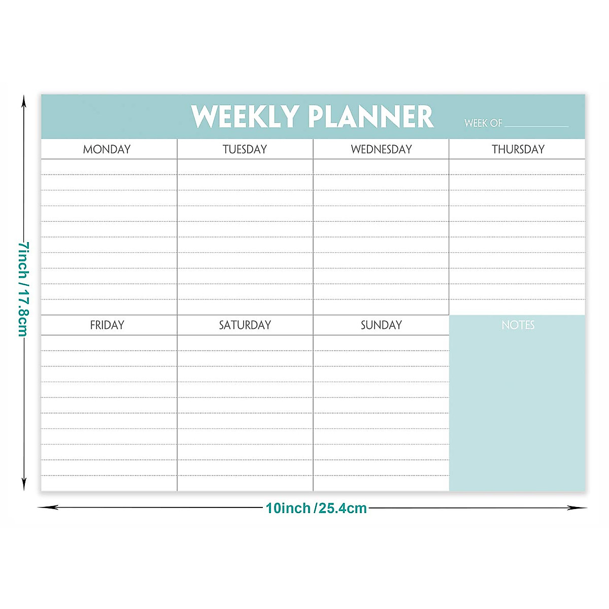 Weekly Planner Notepad - Tear Off Planning Pad with Daily Schedule & Calendar, 52 Sheets, 100gsm Paper, Undated Weekly To Do List Notepad, 10x7 in