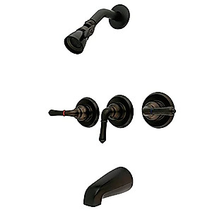 Kingston Brass KB235 Magellan Tub and Shower Faucet with 3-Magellan Handle, Oil Rubbed Bronze,5-Inch Spout Reach , Oil-Rubbed Bronze