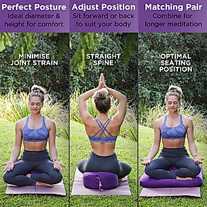 NOLAVA Round Zafu Meditation Cushion 15"x 6" - Natural Buckwheat Yoga Bolster Pillow or Buddhist Seat for Floor Meditation Compatible with Nolava App - 100% Cotton - Mindfully Calming Colors, Unisex