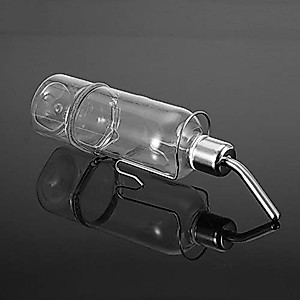 ViaGasaFamido Pet Waterer Feeder, Stainless Steel Ball Nipple Automatic Rabbit Feeder Parrot Bird Hanging Water Feeding Bottle No Drip Dispenser for Small Animals Bird Hamster Rabbit(S)