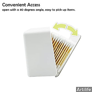 Artilife Bathroom Qtip Holder Canisters for Cotton Swabs, Cotton Balls, Cotton Rounds, Vanity Countertop Storage Organizer Container (1 Pack)