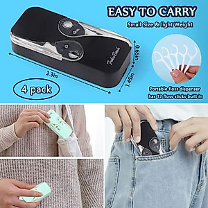 XANGNIER Portable Floss Dispenser,4 Pack Dental Floss Picks Dispenser,Dental Floss Portable Case,Automatic Floss Organizer for Women Men Teeth Cleaning