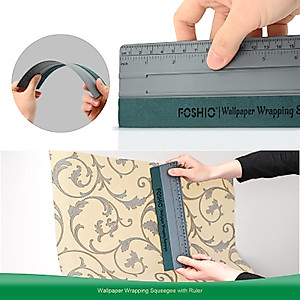 FOSHIO Wallpaper Smoothing Tool Kit, Red Hard Squeegee, 11.5 Inch Wallpaper Wrapping Squeegee, 4 Inch Felt Squeegee with Micro Squeegee, Safety Cutter and Craft Knife, Tape Measure Vinyl Wrap Tool Kit