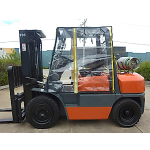 Heavy Duty Clear Full Forklift Cab Enclosure Cover Clear Vinyl Fits Clark Standard Size Truck Windshield Rain Canopy Cover, Waterproof Vinyl for UV Protection