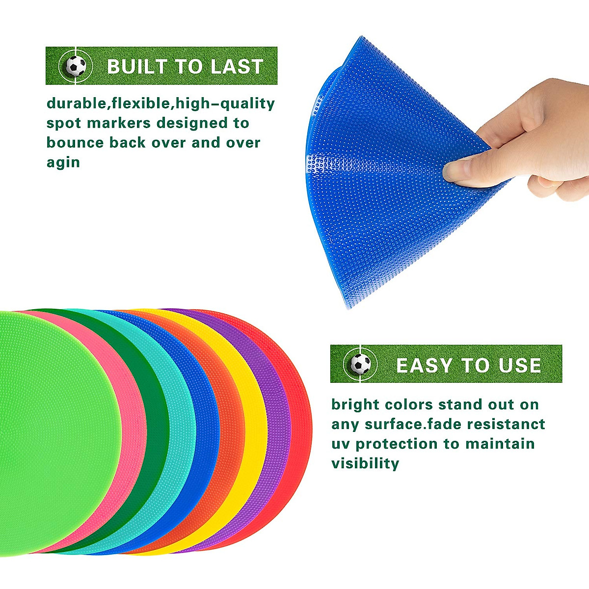 Vhxorrz Spot Markers 18 Pcs 9 Inch 10 Inch Non Slip Rubber Agility Markers for Football, Basketball Training Markers,School Activities, Exercise Drills