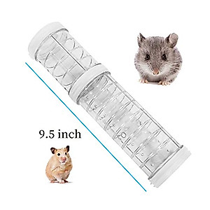 WishLotus Hamster Tubes with 2 Pipe Connection Plates, Adventure External Pipe Set Creative Transparent DIY Connection Tunnel Track to Expand Space Hamster Cage Accessories Hamster Toys (Clear)