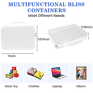 Fangtueh Storage Bags with Zippered Pouch Hard, Stackable Bliss Storage Bin with Handle Clear PVC Organizer for Board Games, Building Blocks, Puzzles, Kids Books - Travel Waterproof Organizer Bags