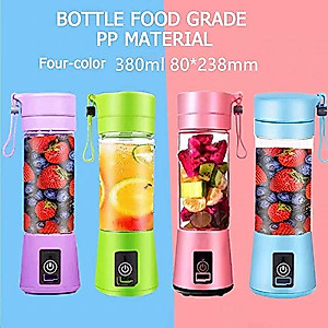 HANBO Electric Portable Juicer Blender Cup, Household Fruit Mixer with Six Blades in 3D, 380ml USB Rechargeable Juice Blender Magnetic Secure Switch Electric Fruit Mixer (Light Green)