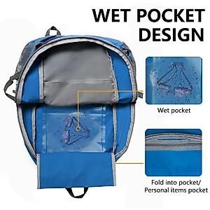 Goloni Ultra Lightweight Packable Backpack 40L - Foldable Hiking Backpack Water Resistant Small Foldable Daypack for Travel,Po Blue