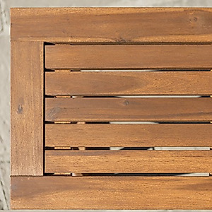 Walker Edison Roanoke Modern Solid Acacia Wood X Frame Outdoor Bench, 52 Inch, Brown