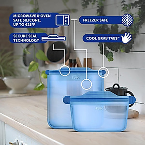 Ziploc Endurables Small Pouch, 1 Cup, Reusable Silicone Bags and Food Storage Meal Prep Containers for Freezer, Oven, and Microwave, Dishwasher Safe