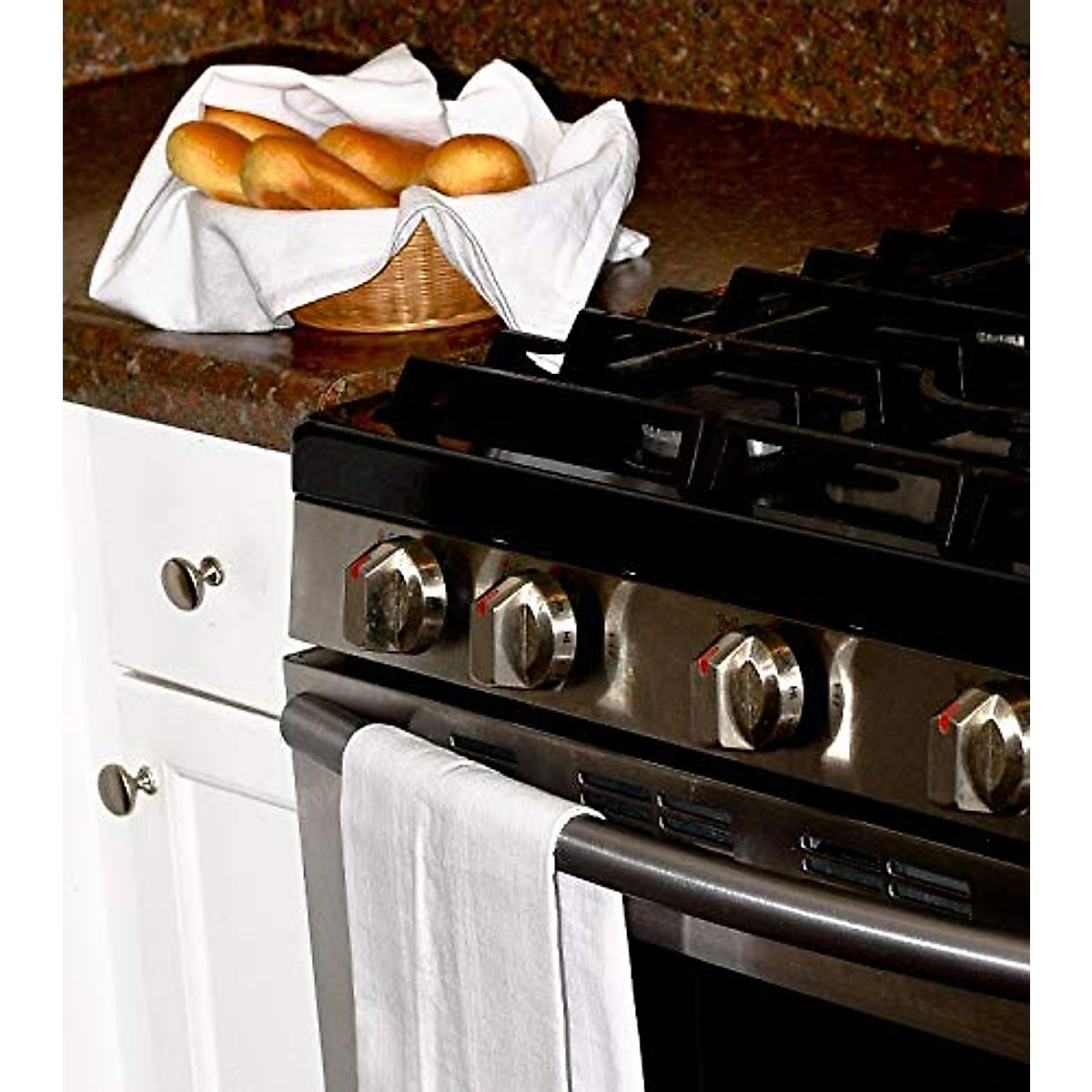 LIAET Flour Sack Kitchen Towels, Dish Towels,6 Pack 100% Cotton Towels 28' X 28'. Highly Absorbent, Hand Towels. Tea Towels, Kitchen Towels,with Hanging Loop.(6)