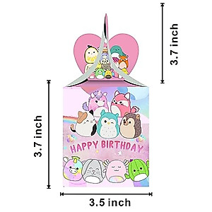 MIUXE 𝓢𝓺𝓾𝓲𝓼𝓱𝓶𝓪𝓵𝓵𝓸𝔀𝓼 Birthday Party Supplis, 𝓢𝓺𝓾𝓲𝓼𝓱𝓶𝓪𝓵𝓵𝓸𝔀𝓼 Birthday Party Decorations incude 12pcs Party Boxes Goodie Boxes