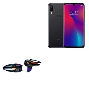 BoxWave Gaming Gear Compatible with Poco F2 - Touchscreen QuickTrigger Auto, Trigger Buttons Autofire Gaming Mobile FPS - Jet Black