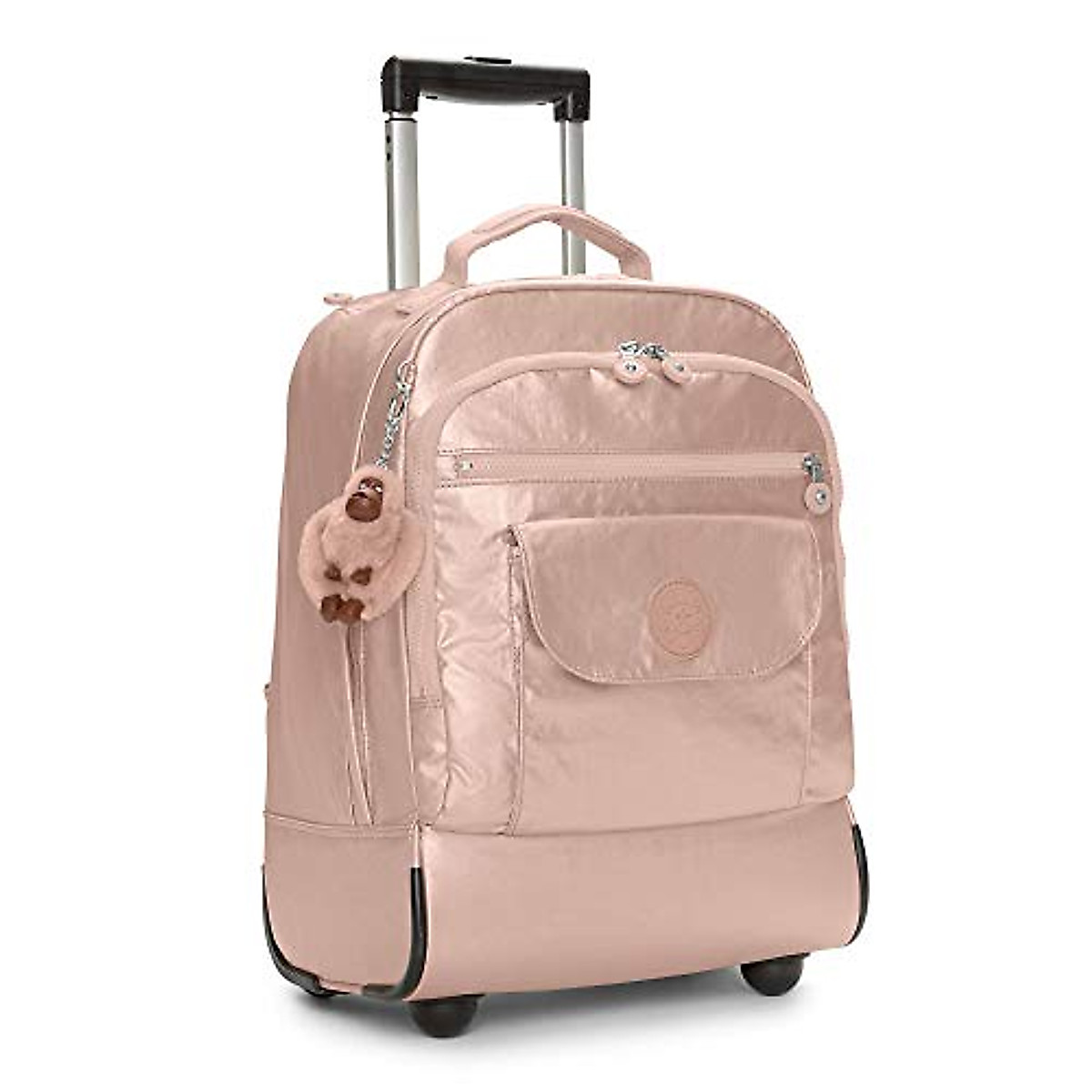 Kipling Sanaa Large Metallic Rolling Backpack Rose Gold Metallic