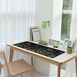 iCasso Extended Gaming Mouse Pad (35.4x15.7 in), Large Stable Rubber Base Mousepad with Stitched Edges, Keyboard Mouse Mat Desk Pad for Work, Game, Office, Home - Weeds