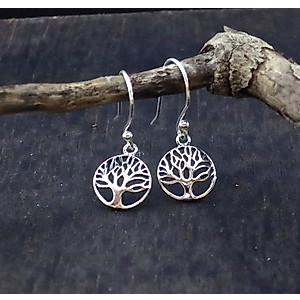 Tree of Life Earrings for women, Sterling Silver 925 dangle earrings, Tree earrings, Boho earrings, Round dangle earrings, Small silver earrings, Everyday earrings, Drop earrings, Minimalist earrings
