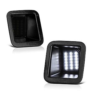 VIPMOTOZ Full LED Smoked Lens License Plate Light Tag Lamp Housing Assembly Replacement Pair For 2017-2022 Ford F250 F350 F450 Super Duty Pickup Truck - 6000K Diamond White, 2-Pieces