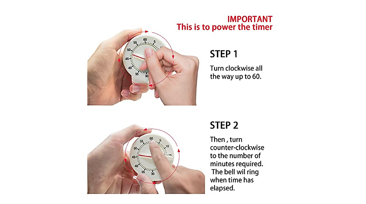 Mechanical Kitchen Timer - 60 Min No Battery Needed