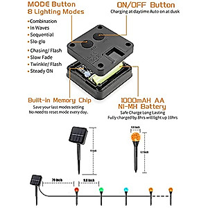 Upgrade Solar Garden Lights,10LEDs Outdoor Pathway Lights Powered DIY Fairy String Outside Waterproof Landscape Stake Decoration for Lawn Yard Walkway Garden