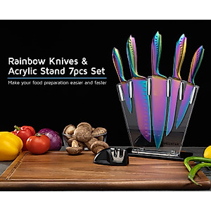 WELLSTAR Rainbow Knife Set - 7 Colorful German Stainless Steel Knives