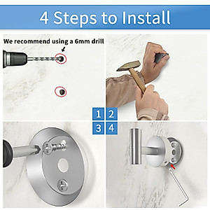 Budding Joy Towel Hooks for Bathrooms 4 Pack Brushed Nickel Towel Hook Coat Hooks Wall Mounted SUS304 Stainless Steel Wall Hook Robe Hook Towel Hanger for Bathroom Kitchen Hotel Garage Heavy Duty