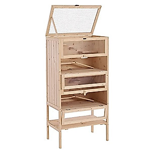 PawHut 5-Tier Wooden Hamster Cage Mice Habitat Rat Habitat with Openable Top, Front Door and Storage Shelf