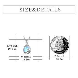 POPLYKE Sterling Silver Moonstone Filigree Teardrop Necklace Jewelry for Women （Small）