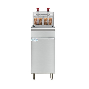 KoolMore 50 lb. Floor Standing Liquid Propane Commercial Deep Fryer with 120,000 BTU in Stainless-Steel, ETL Listed (KM-FDF50-LP)