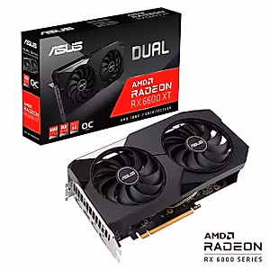 ASUS Dual AMD Radeon RX 6600 XT OC Edition 8GB GDDR6 Gaming Graphics Card (AMD RDNA 2, PCIe 4.0, 8GB GDDR6 Memory, HDMI 2.1, DisplayPort 1.4a, Axial-tech Fan Design, 0dB Technology)