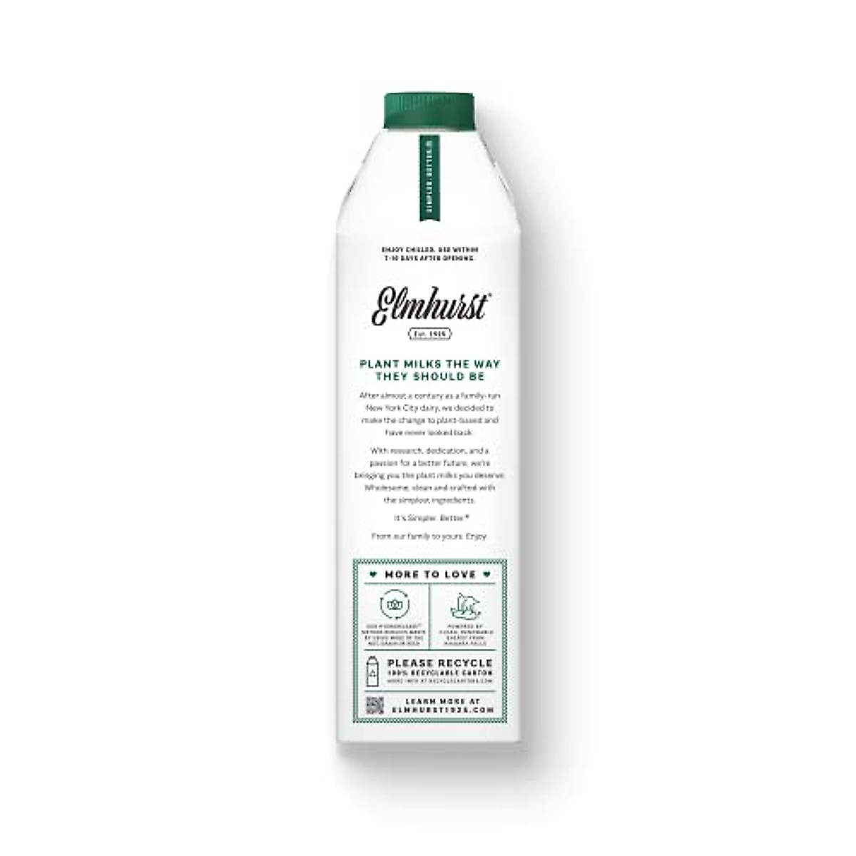 Elmhurst 1925 Milked Oats Unsweetened Oat Milk, 32 Ounce (Pack of 6)