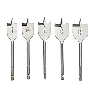 BlueNatHxRPR 5 PCS 1" to 1-1/2" Wood Spade Drill Bit Set Wood Paddle Flat Bits