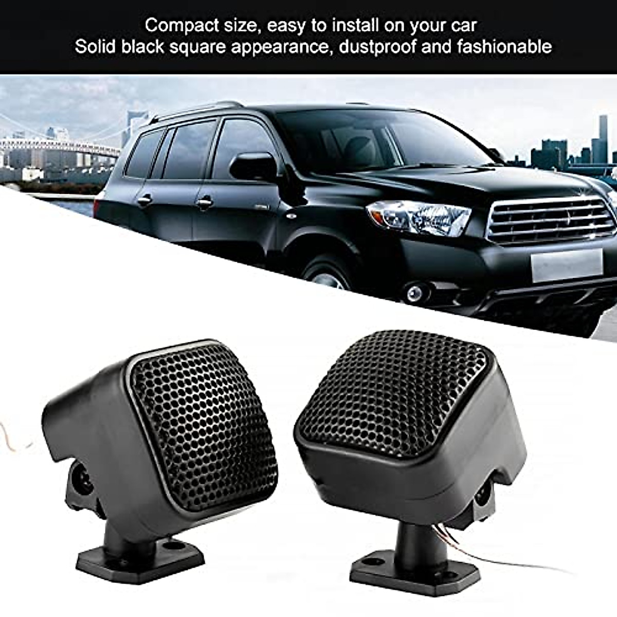KIMISS 2pcs Car Small Square Speaker Loud for Audio Music Tweeter Loudspeaker 500W + car Stereo tweeters car for Audio Speakers Mini 1 Pair 12v 6.5 Speaker Box Tweeter Speaker Set for Twitter's