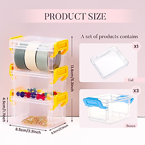 ISKYBOB 6 Packs Small Storage Bins with Lids, Mini Stackable Plastic Storage Containers Colorful Bead Organizer Latch Box Small Containers for Organizing Craft, Small Items, Green+Pink