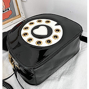 QZUnique Telephone Shoulder Bag Women Retro Cross Body Bag PU Leather Clutch Purse Chain Tote Bag