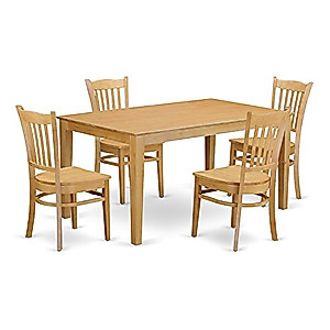 East West Furniture CAGR5-OAK-W Dining Set, 5-Piece