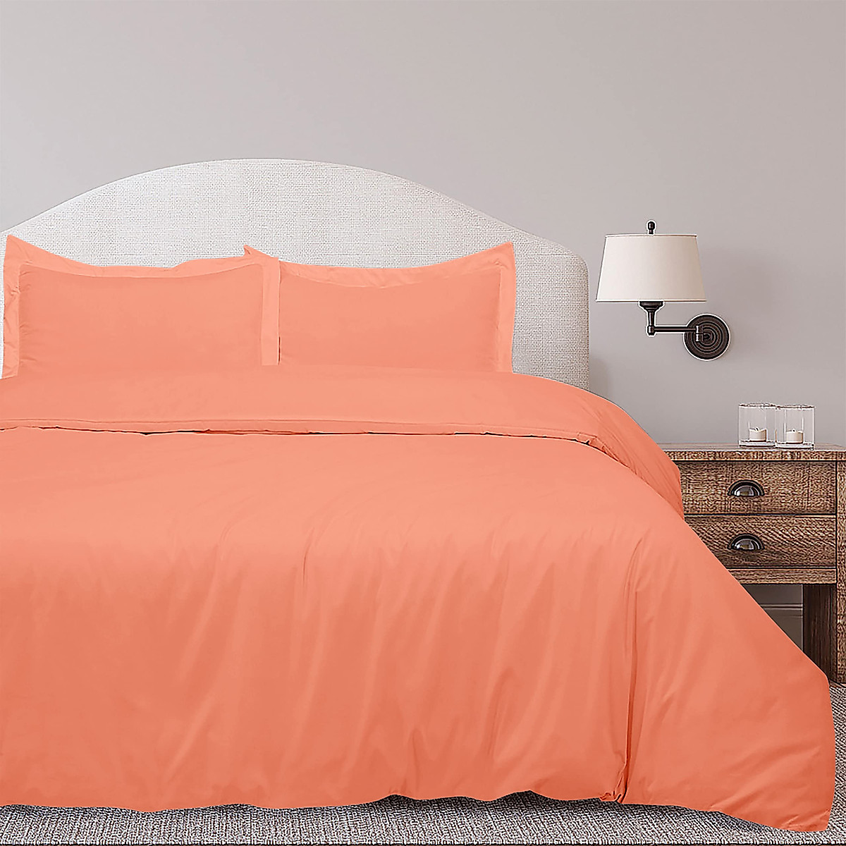 ROYALE LINENS Coral Duvet Cover King Size - 3 Piece Bedding Comforter Covers - Zipper Closure - 1 King Duvet Cover 104x90 inches and 2 Pillow Shams - No Comforter Included