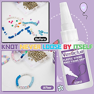 Bracelet String Professional Elastic String Kont Fixing Drip, Clear Bracelet Glue, Keep Stretchy Bracelet String Stay Perfectly Tied for Clay Beads Bracelets, Jewelry Making Supplies (30g*2)