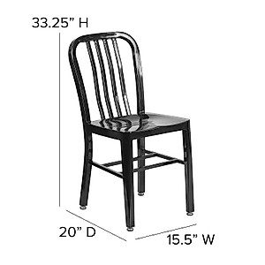 Flash Furniture Commercial Grade Black Metal Indoor-Outdoor Chair