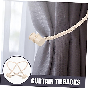 SOLUSTRE Magnetic Tiebacks for Drapes 2 Pack Easy Install No Drilling Needed Cotton Rope Weave Decorative Functional Suitable for Home Office Decor