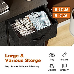 Dresser - Dresser for Bedroom Drawer Dresser Organizer Storage Drawers Fabric Storage Tower with 8 Drawers, Chest of Drawers with Fabric Bins, Steel Frame, Wood Top for Bedroom, Closet, Entryway